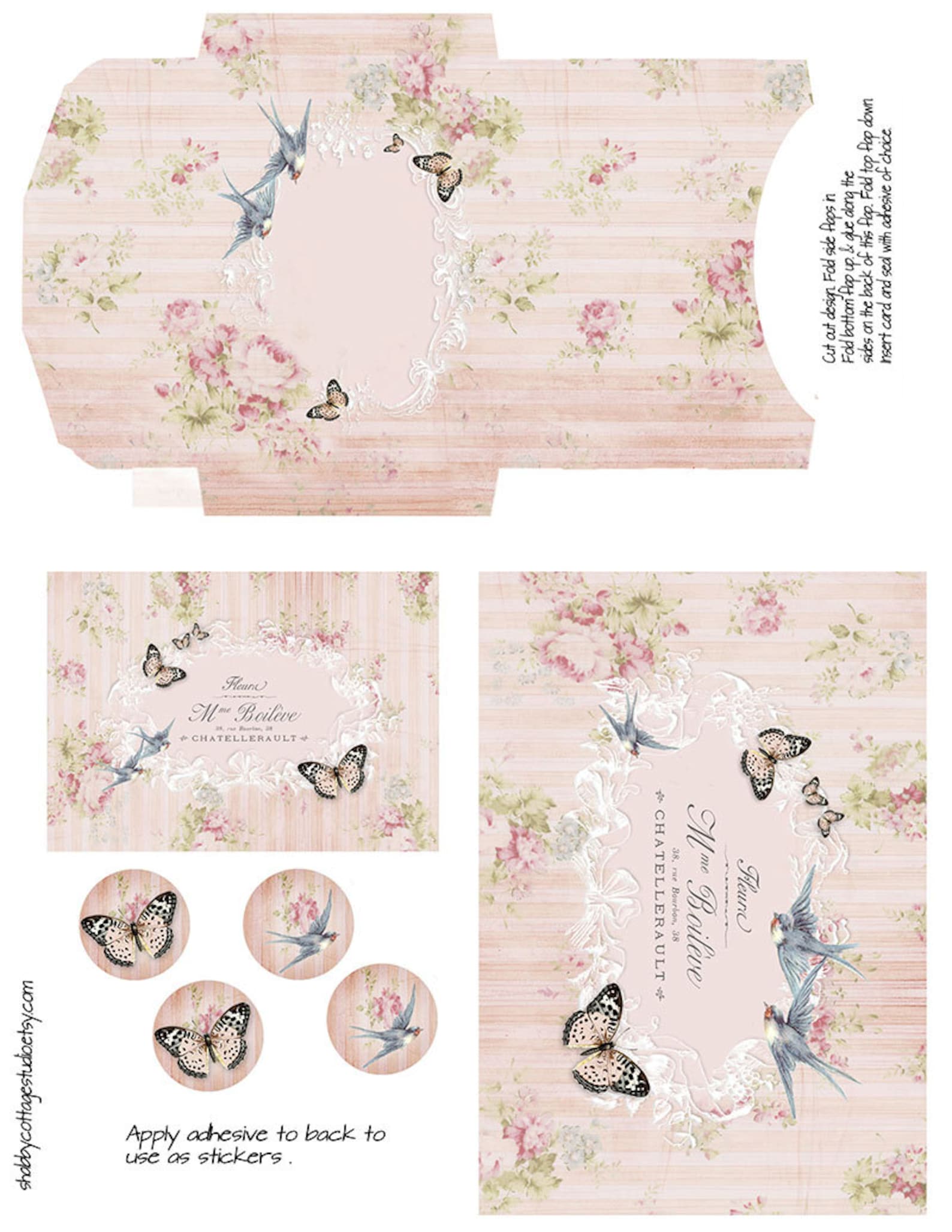 Butterflies and Birds Digital Download Printable Envelope - Etsy