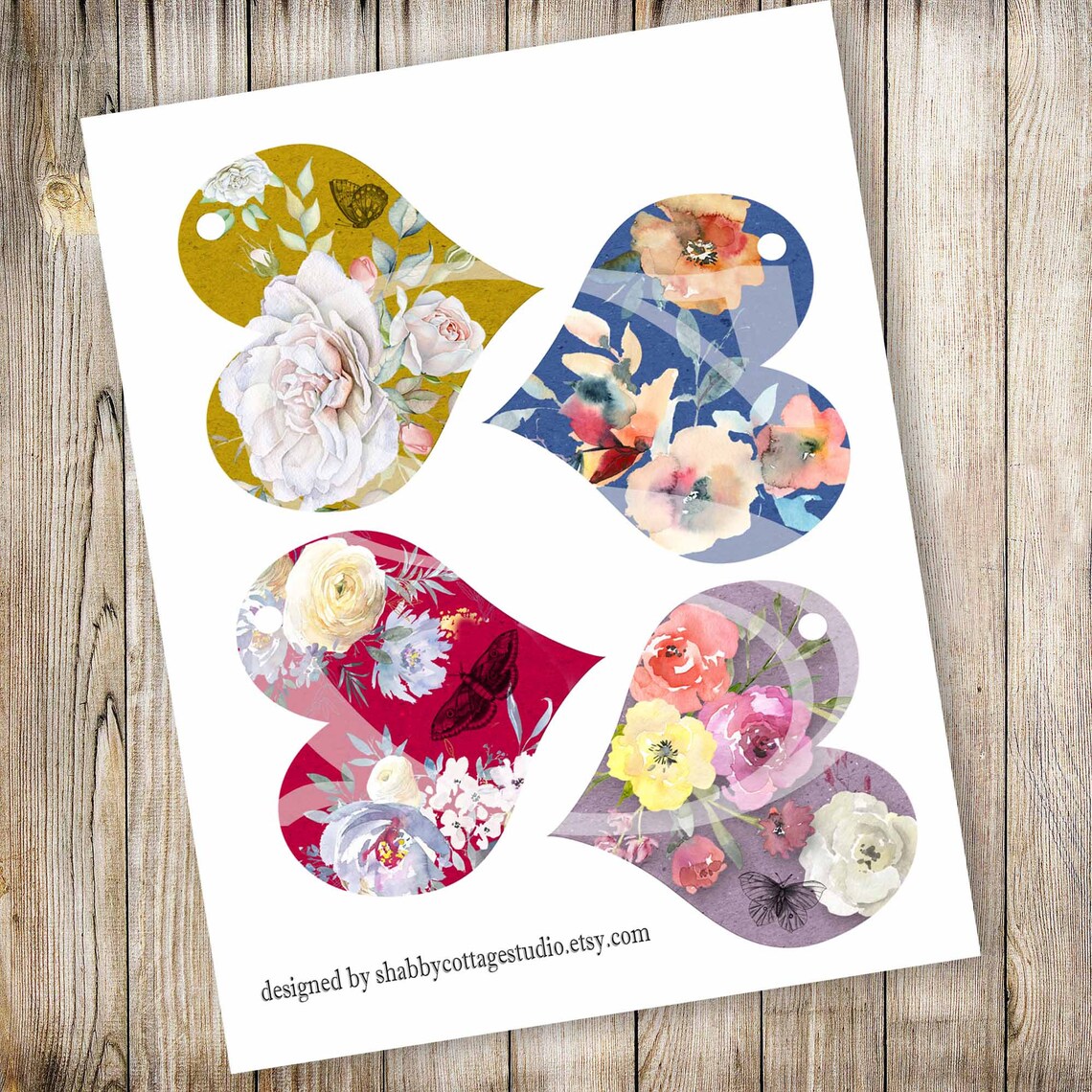 Instant Digital Download Large Printable Tags Heart and - Etsy