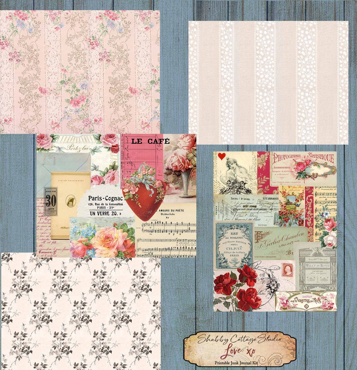 Printable Romantic Junk Journal Kit Shabby Chic Digital Junk - Etsy