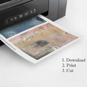 Floral Abstract 5x7 Inch Printable Collage Papers Pack - Instant ...