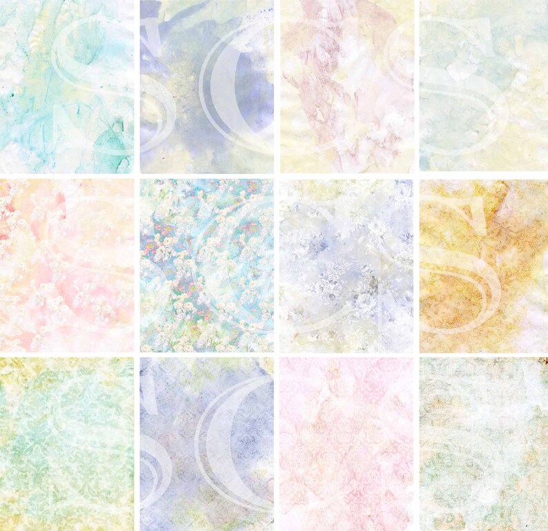 Pastel Watercolor Digital Paper Pack - Paper Crafting - Journal Pages ...