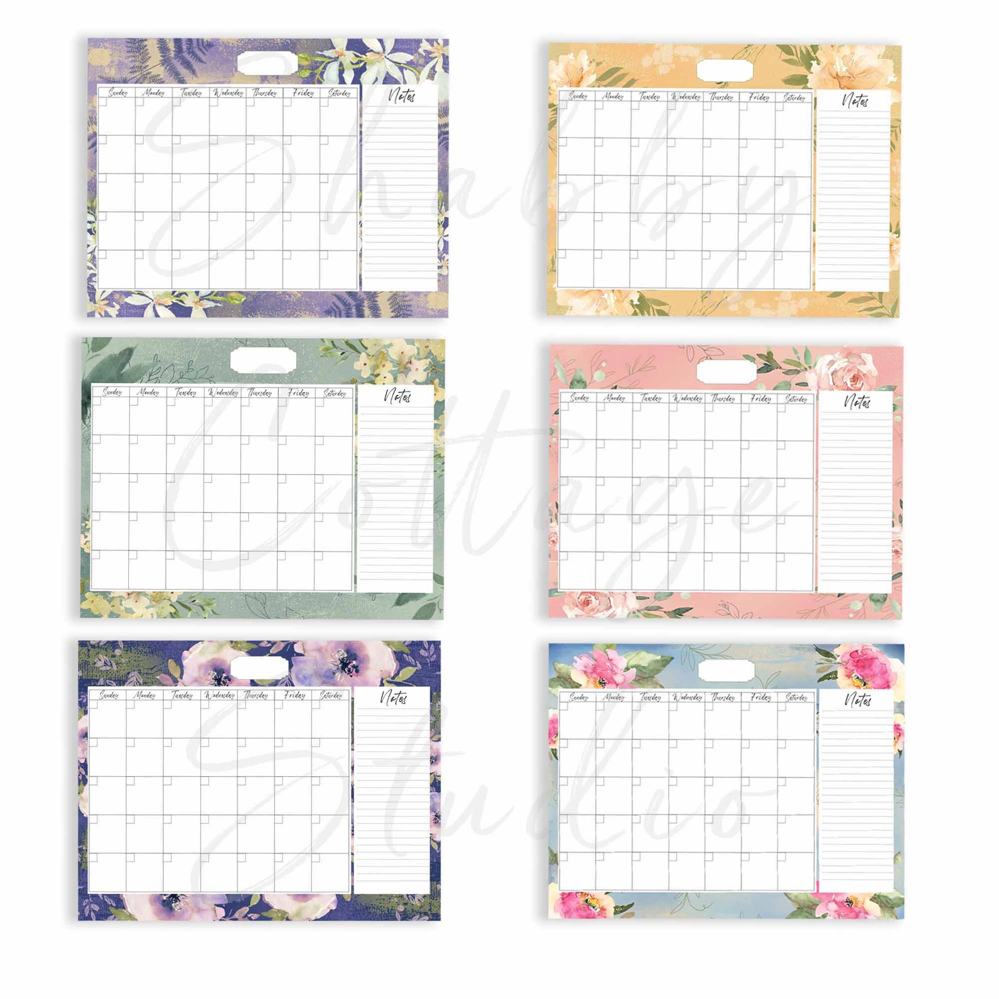 Printable Editable Calendar - Floral Desk Calendar - Instant Digital ...