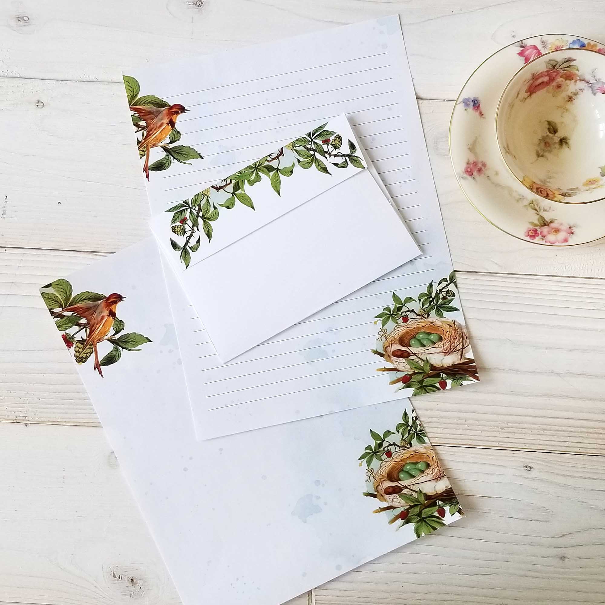 Bird Nest Printable 8.5x11 Stationery Set Writing Paper - Digital Paper ...
