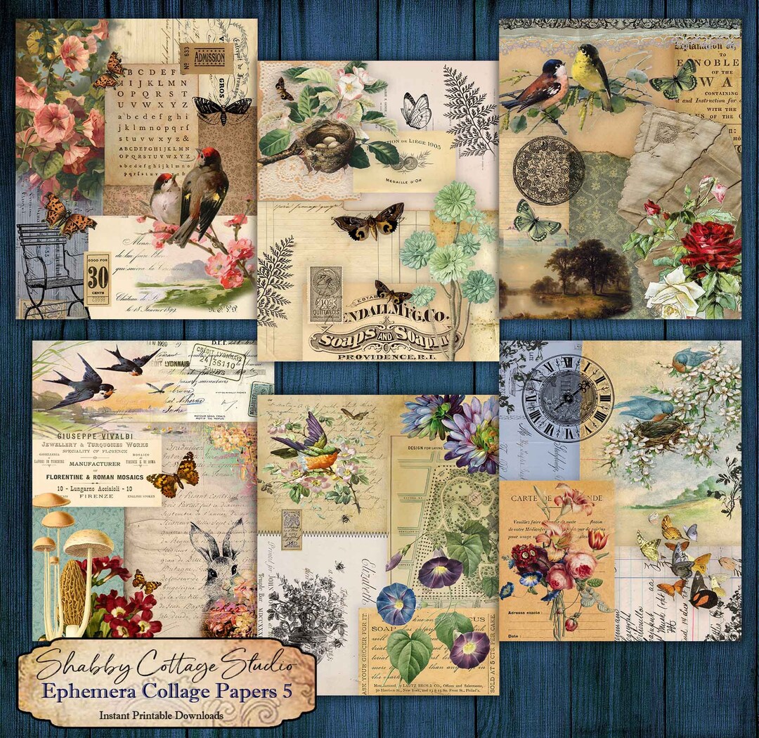 Ephemera Collage Papers 5 - Digital Ephemera for Junk Journals ...