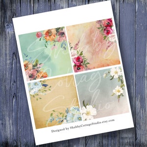 Floral Square Tags Instant Printable Download - 4" X 4" Journaling Card ...