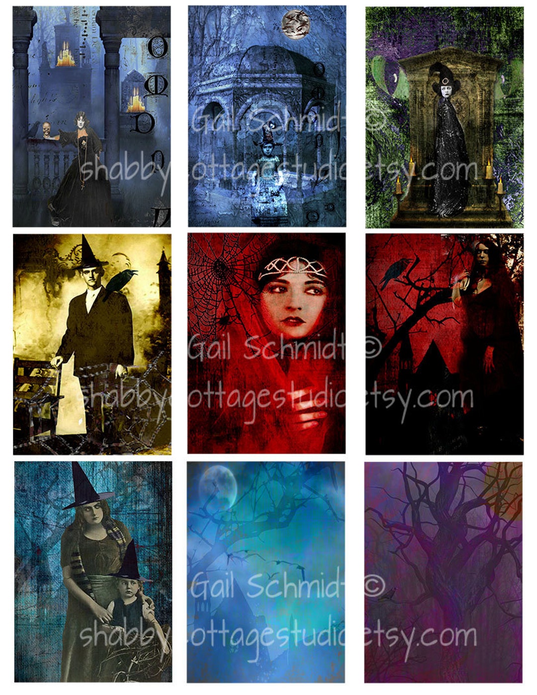 Witches Digital Collage Sheet Instant Download Printable Halloween ATC ...