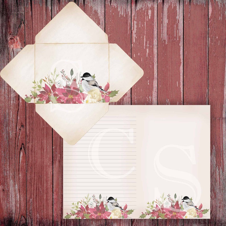 Christmas Digital Papers Printable Christmas Stationery Set | Etsy