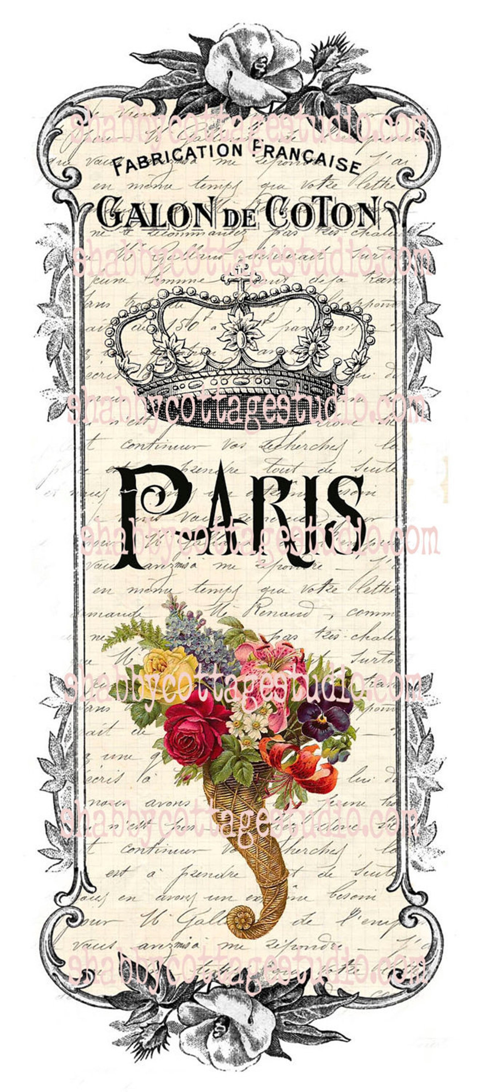 INSTANT DOWNLOAD DIGITAL Large Iamge French Label Paris Crown - Etsy