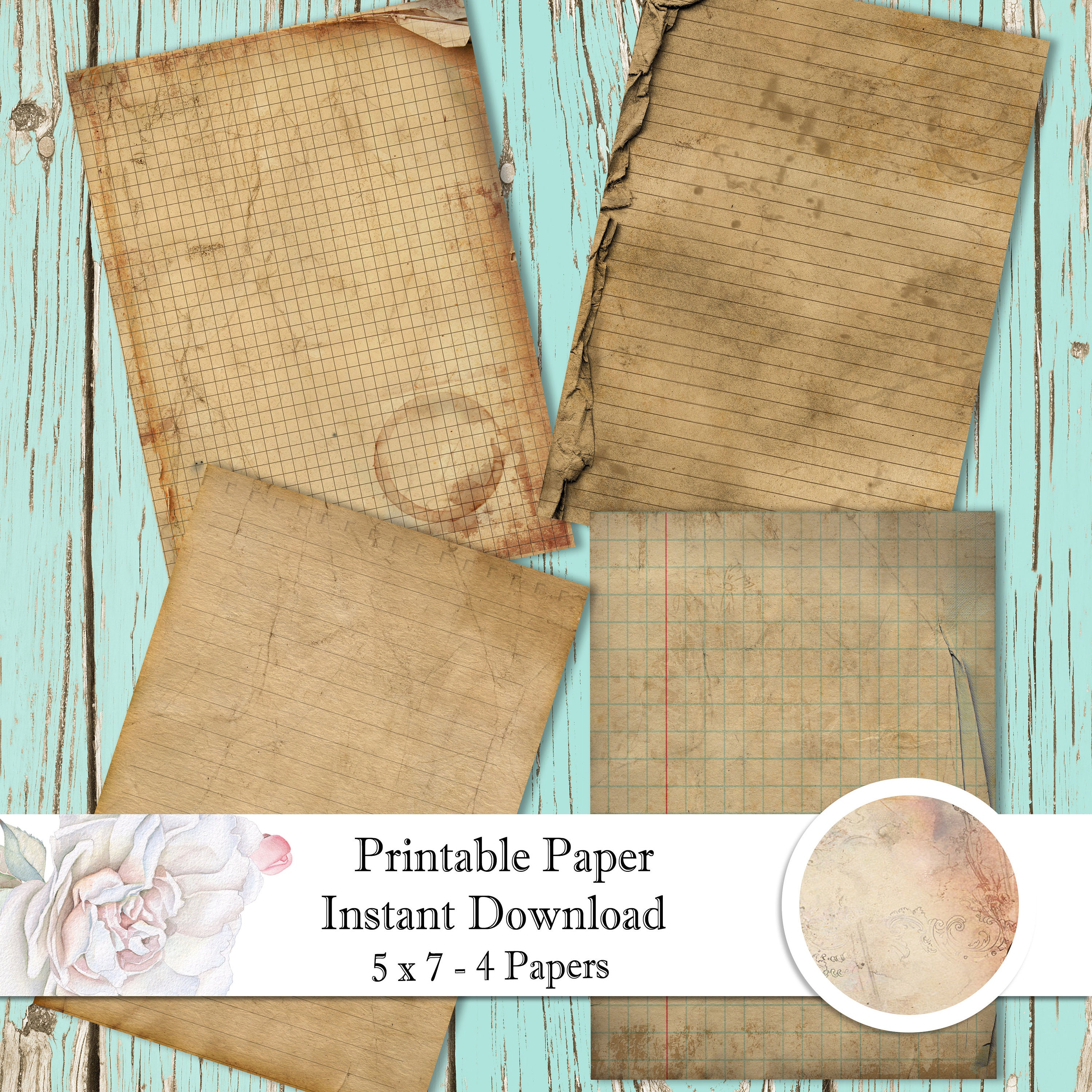 Printable Grungy Lined Paper Instant Download Digital - Etsy