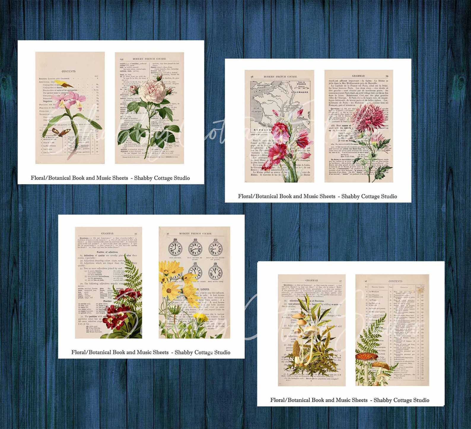 Floral Botanical Book and Music Sheet Printables Digital - Etsy