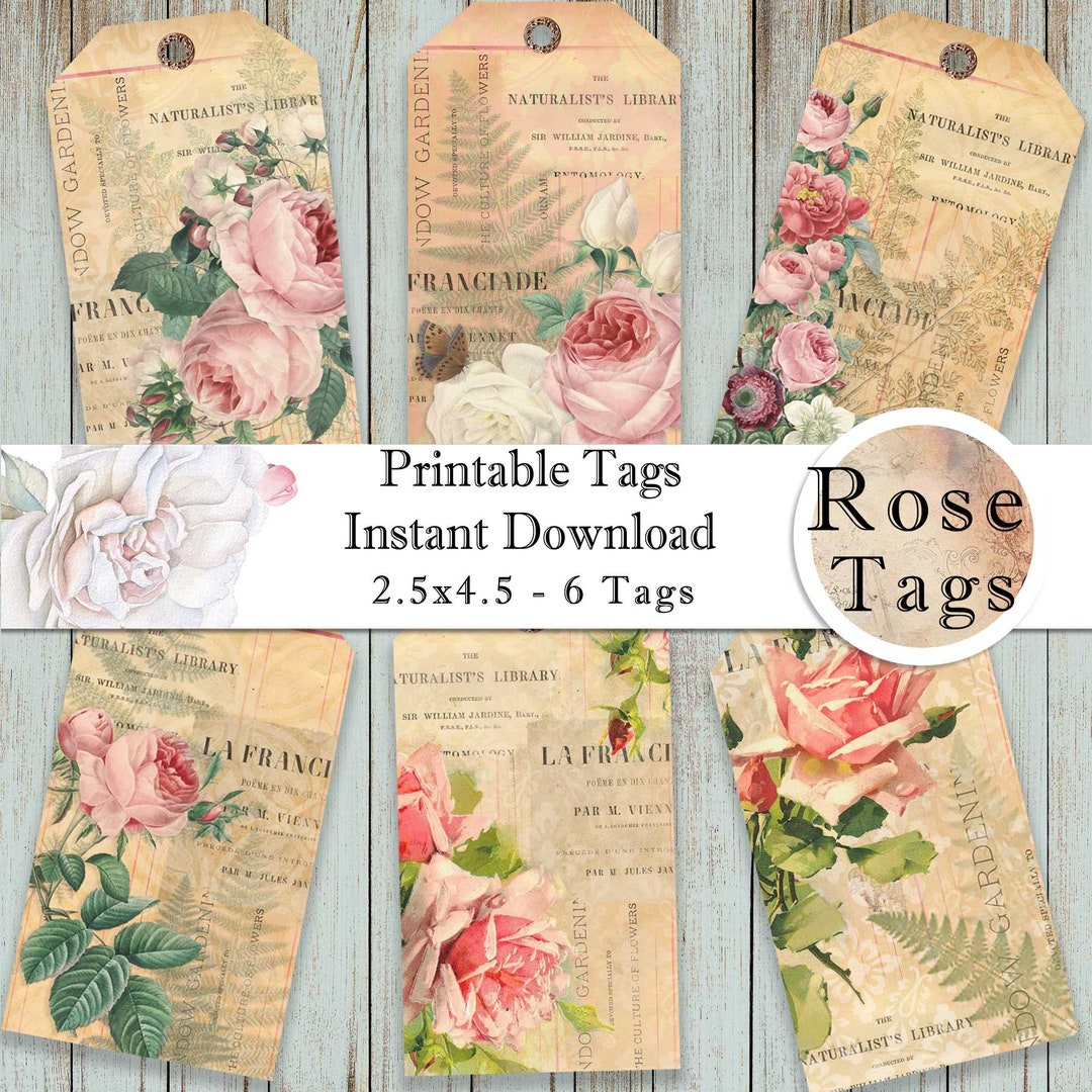 Printable Rose Tags - Instant Download - Gift Tags - Jewelry Display ...