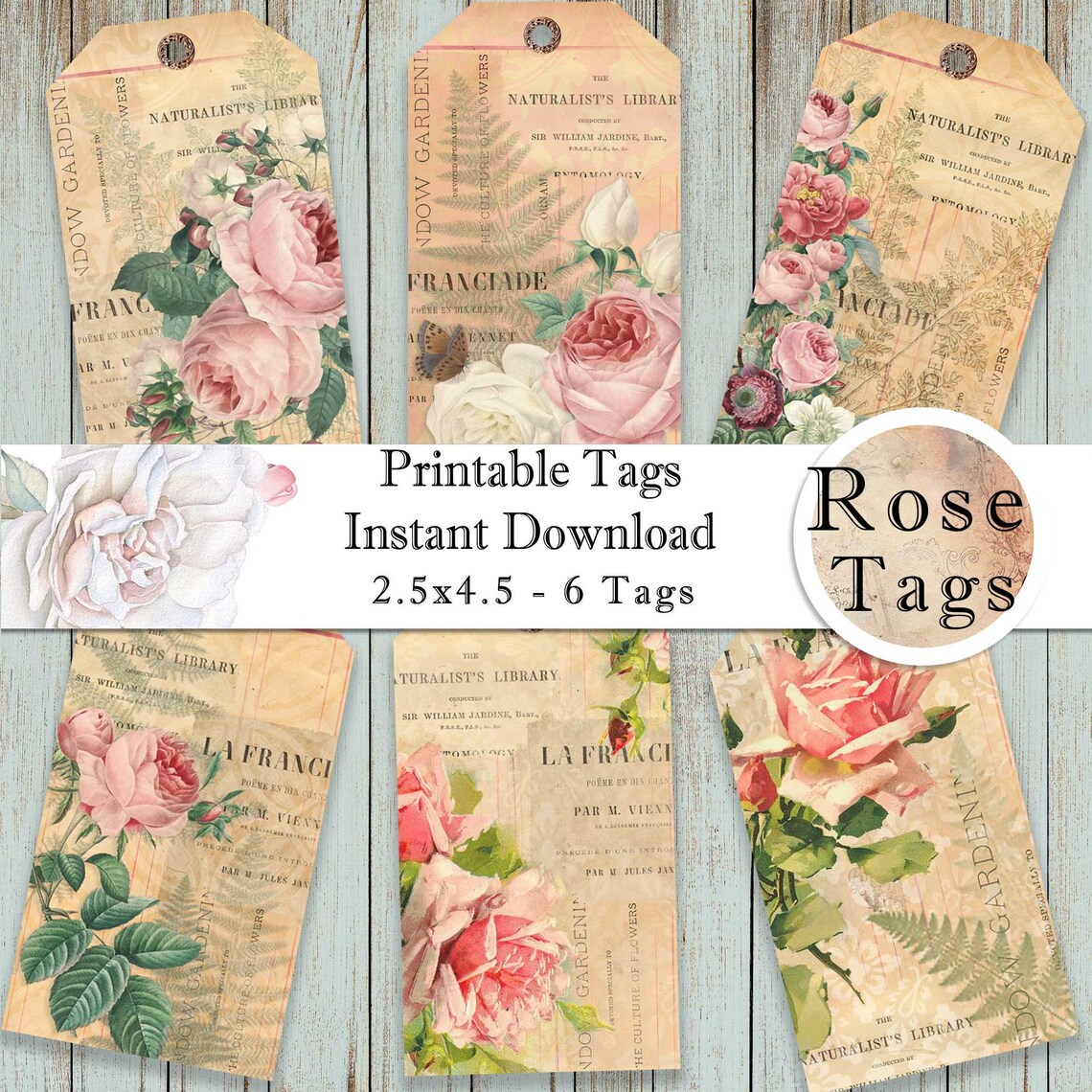 Printable Rose Tags Instant Download Gift Tags Jewelry - Etsy