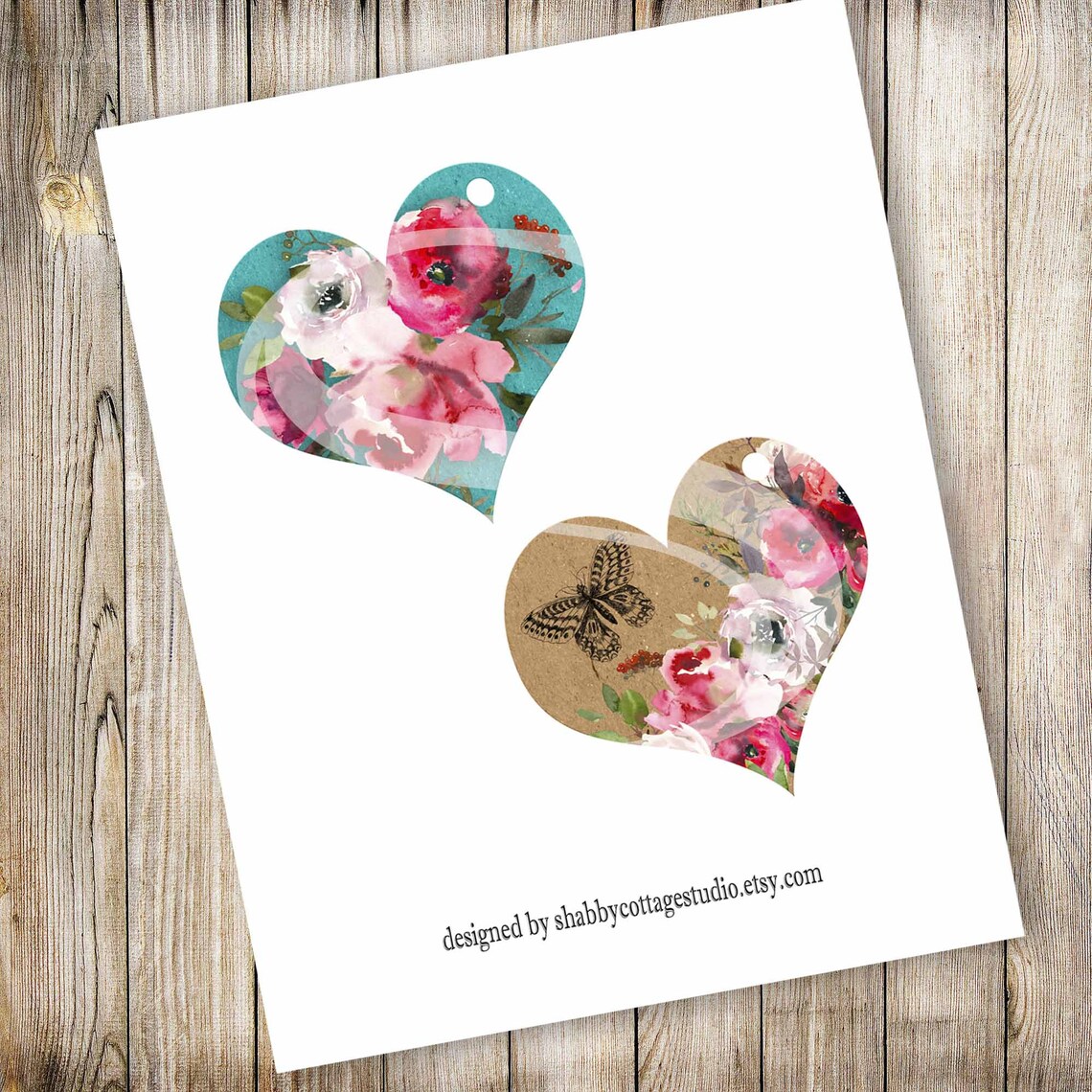 Instant Digital Download Large Printable Tags Heart and - Etsy