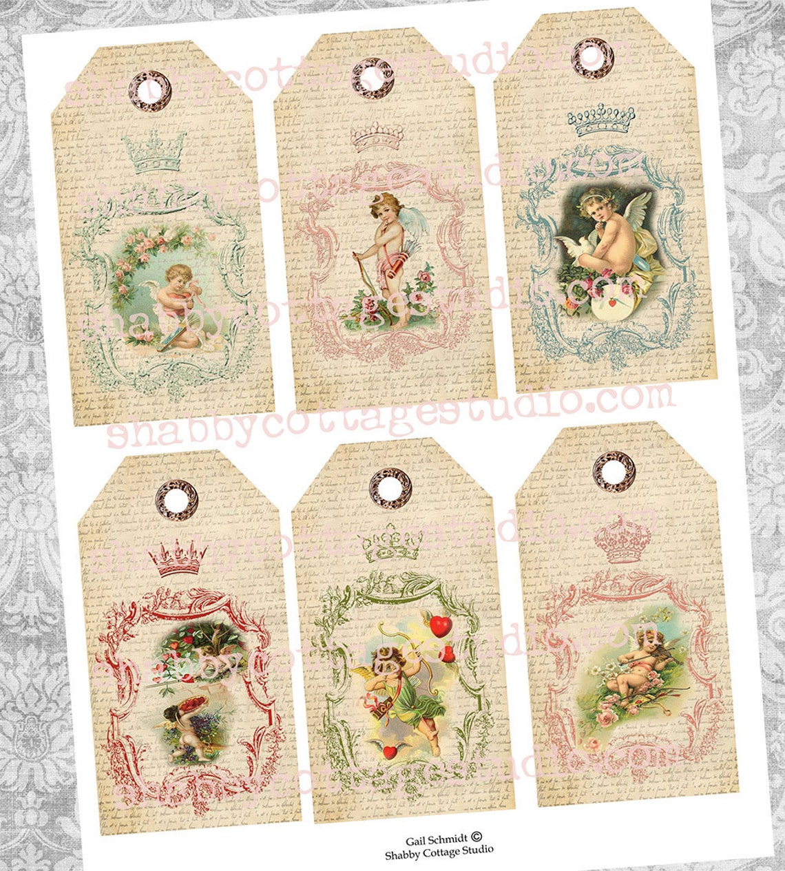 Cherubs and Crowns INSTANT DOWNLOAD Digital TAGS Gift Tags | Etsy