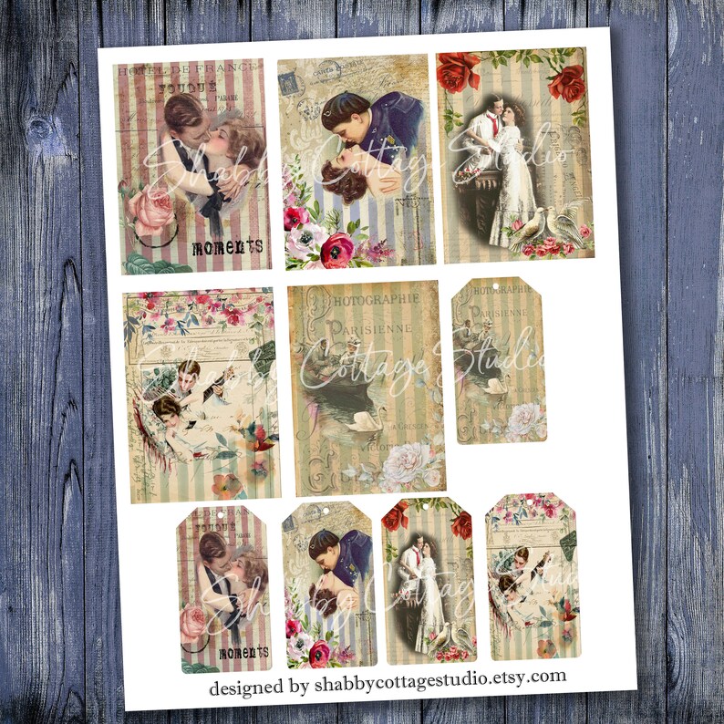 Digital Collage Sheet printable Instant Download Gift Tags - Etsy