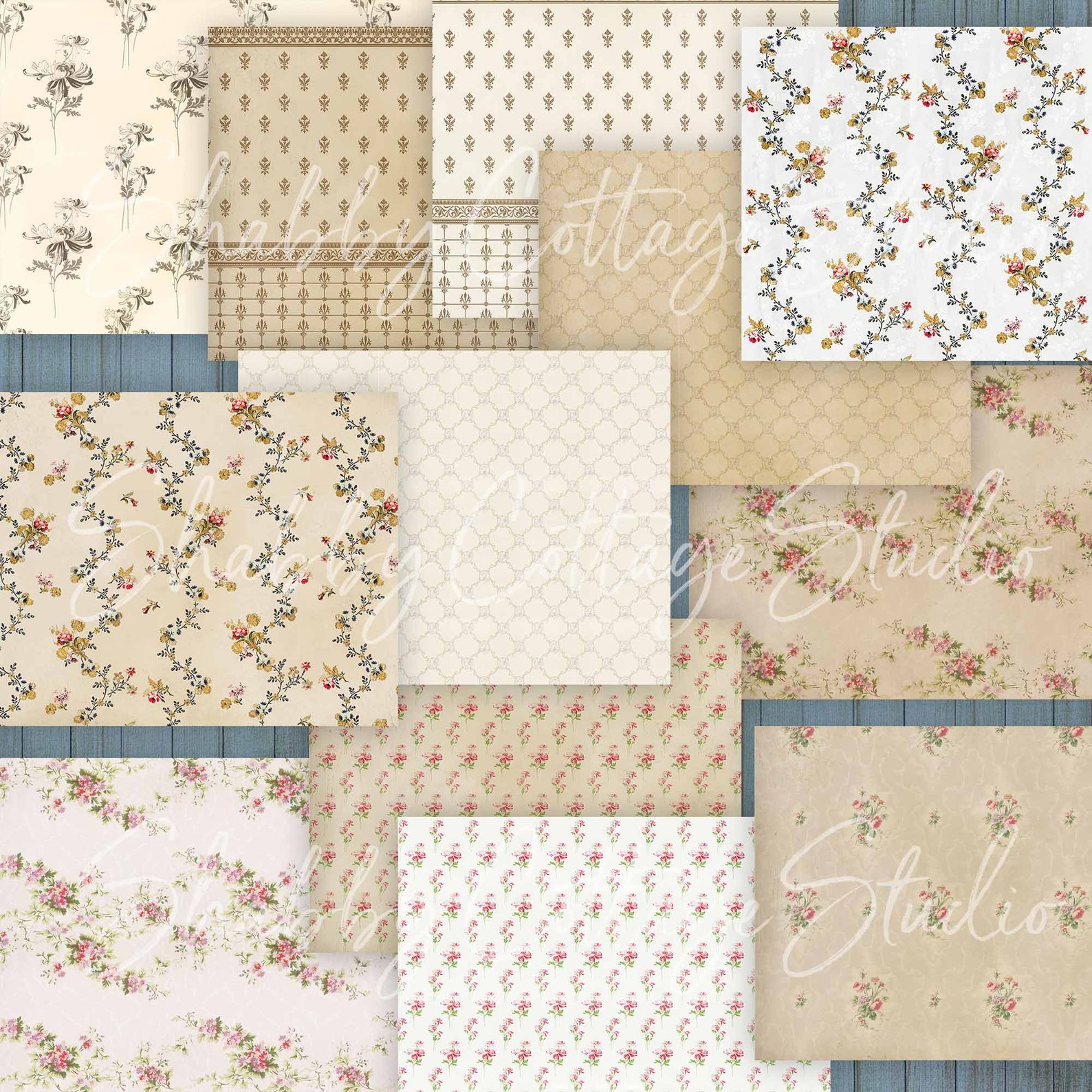 Printable Vintage Wallpaper Variations Digital Papers for - Etsy