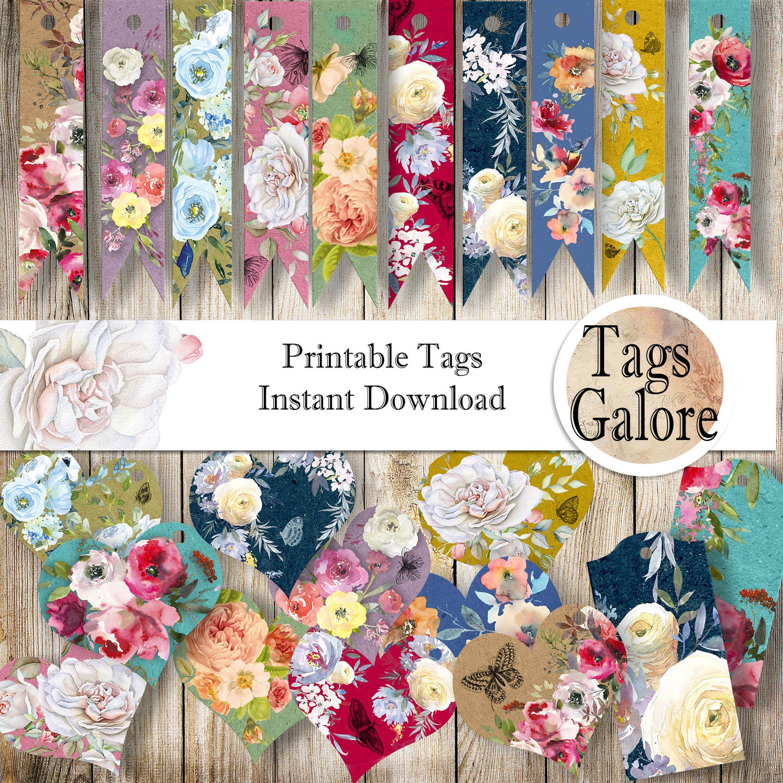 Instant Digital Download Large Printable Tags Heart and - Etsy