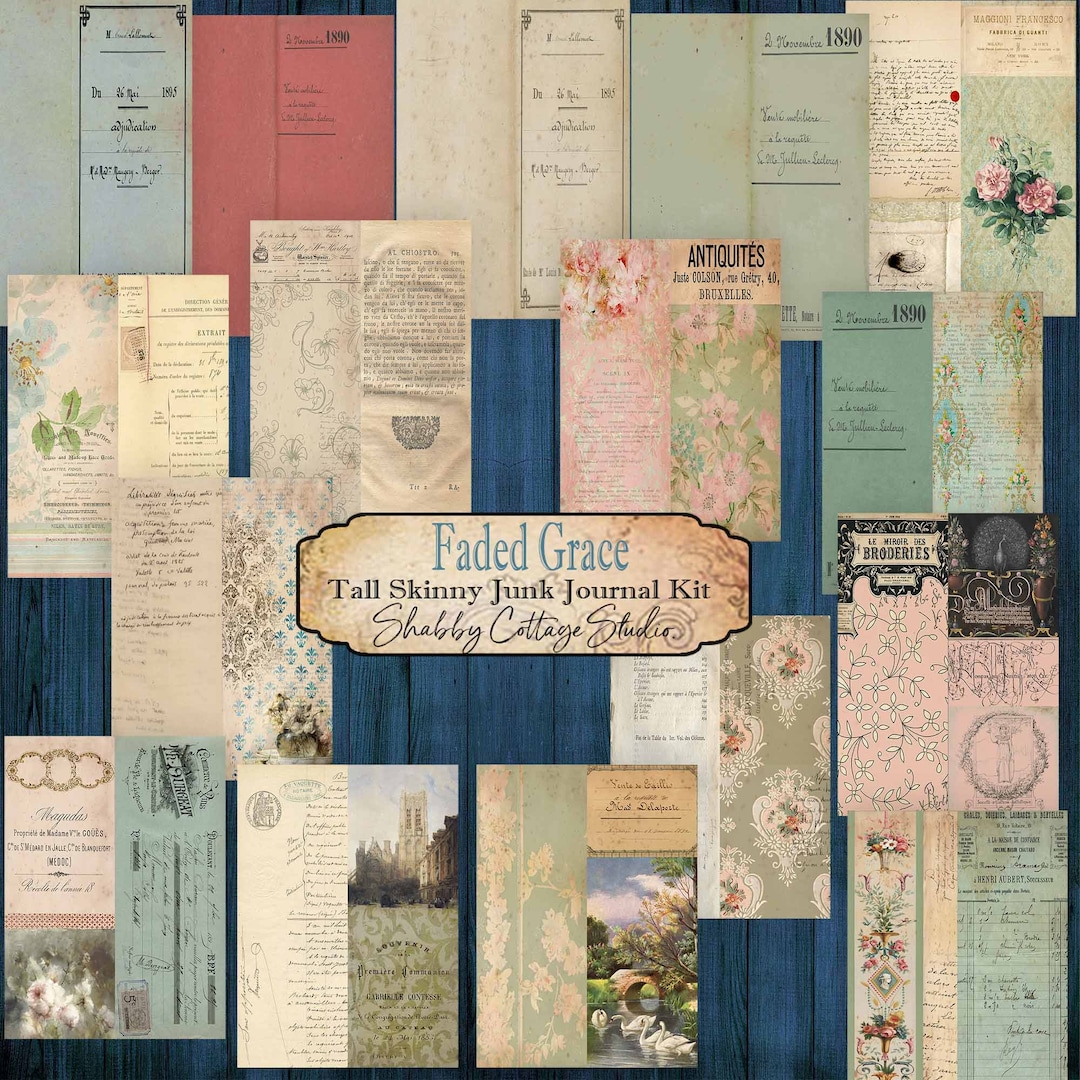 Printable Tall Slim Junk Journal - Digital Skinny Document Cover Kit ...