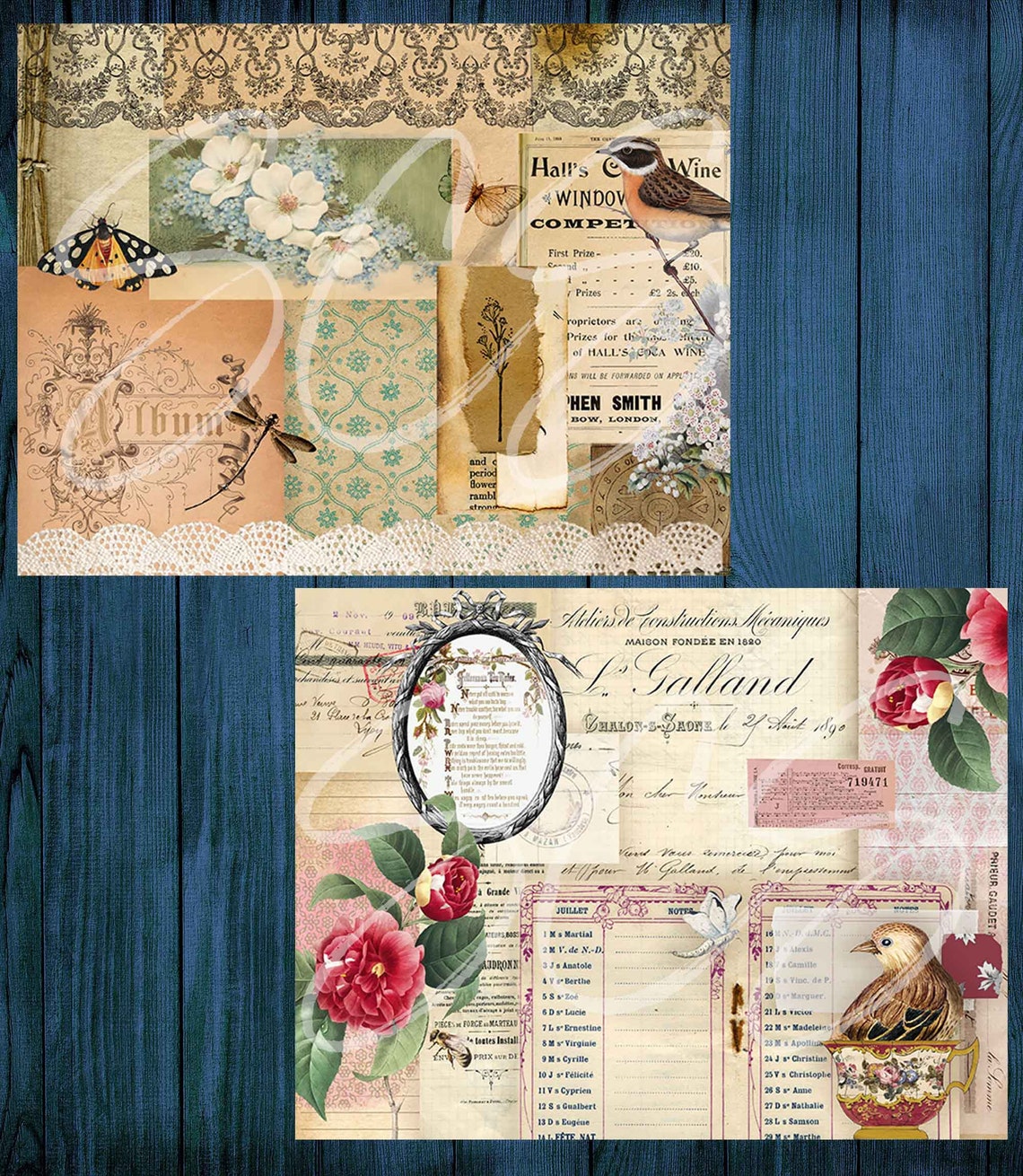 Ephemera Collage Papers 4 Printable Paper Pack Instant | Etsy