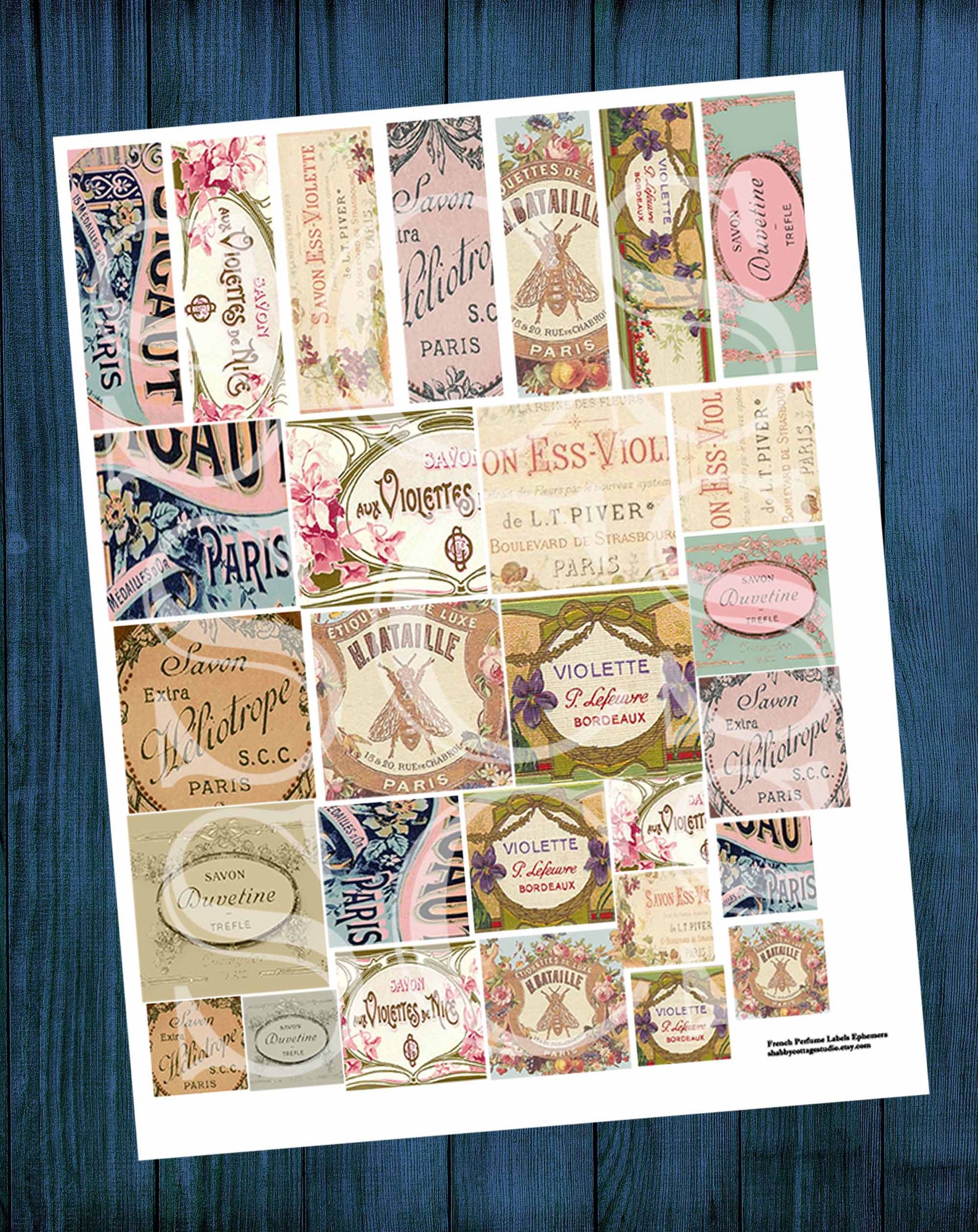 French Perfume Labels Digital Collage Sheet French - Etsy