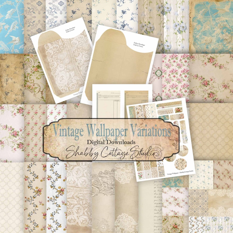 Printable Vintage Wallpaper Variations Digital Papers for - Etsy