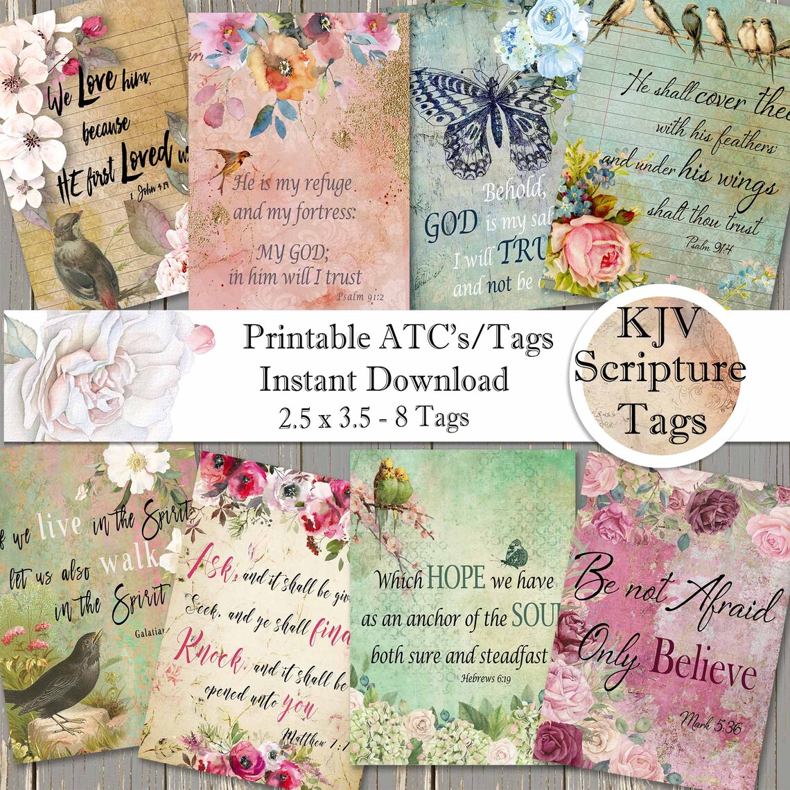 Printable Download KJV Bible Quotes Scripture ATC or Tag - Etsy
