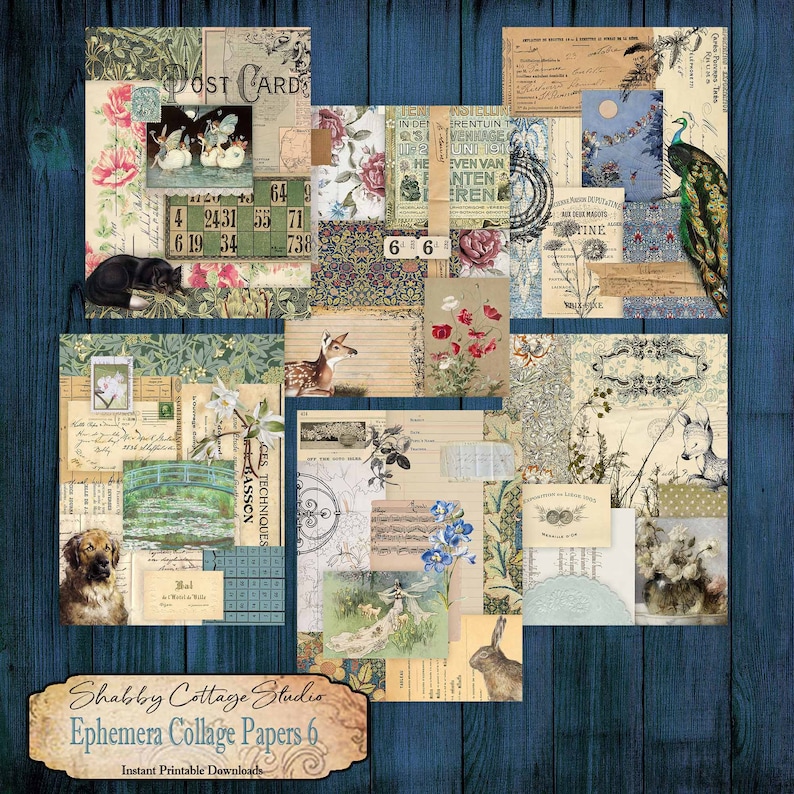 Ephemera Collage Papers 6 Digital Ephemera for Junk Journals - Etsy