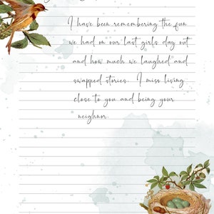 Bird Nest Printable 8.5x11 Stationery Set Writing Paper - Digital Paper ...