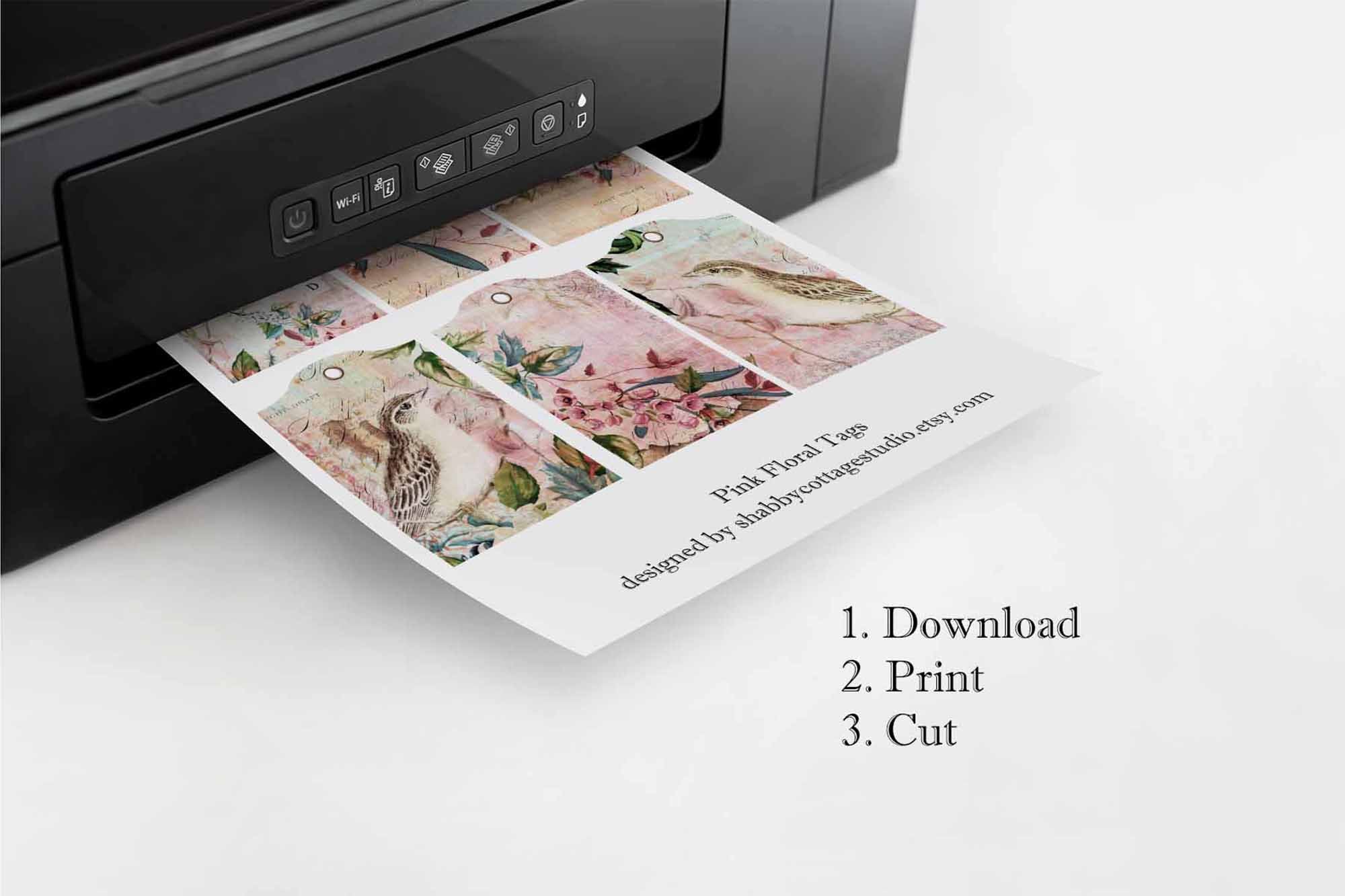 Pink Floral Tags Instant Digital Download Printable | Etsy