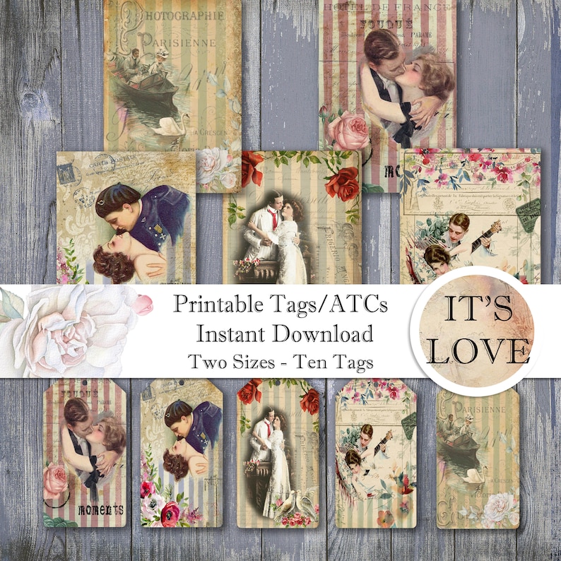 Digital Collage Sheet printable Instant Download Gift Tags - Etsy