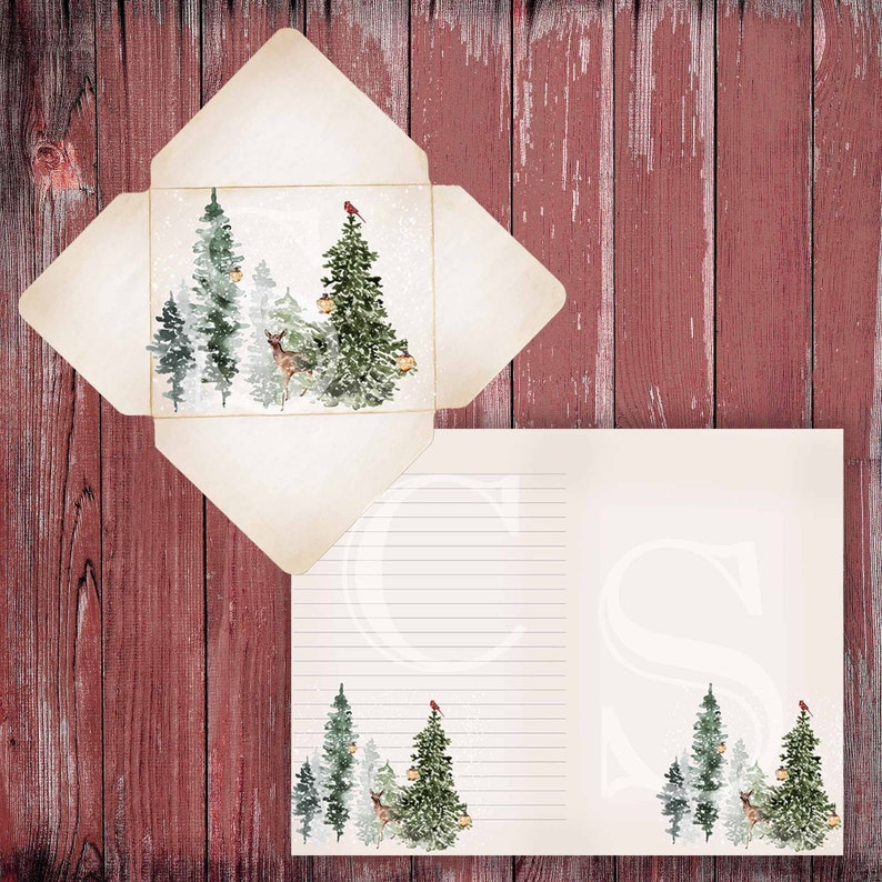 Christmas Digital Papers Printable Christmas Stationery Set | Etsy