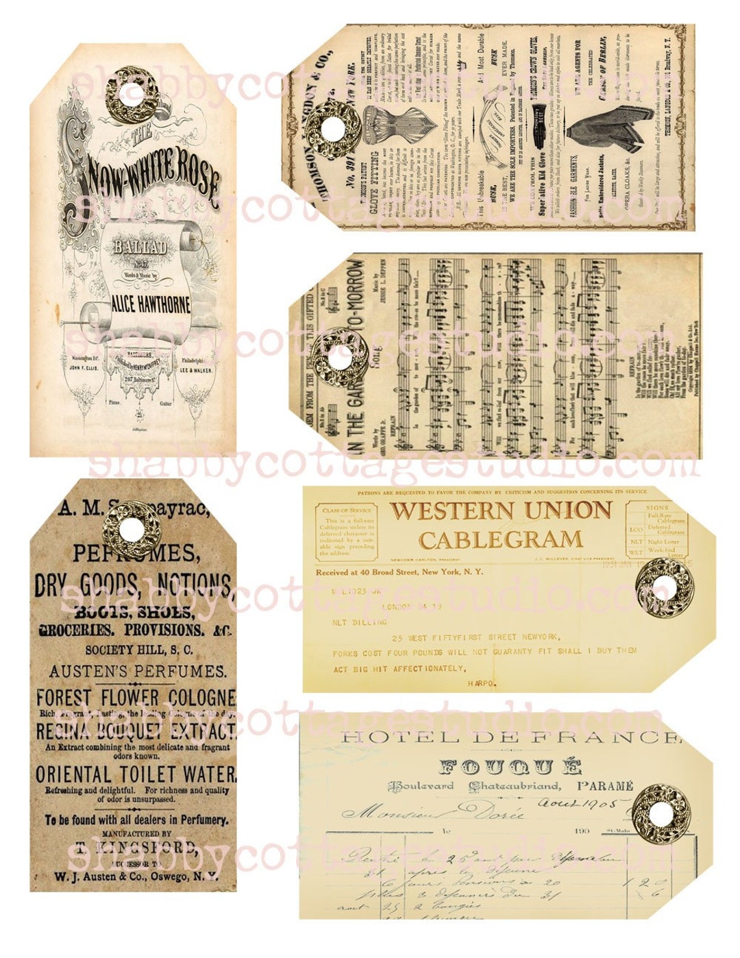 INSTANT DOWNLOAD DIGITAL Vintage Ephemera Tags - Etsy