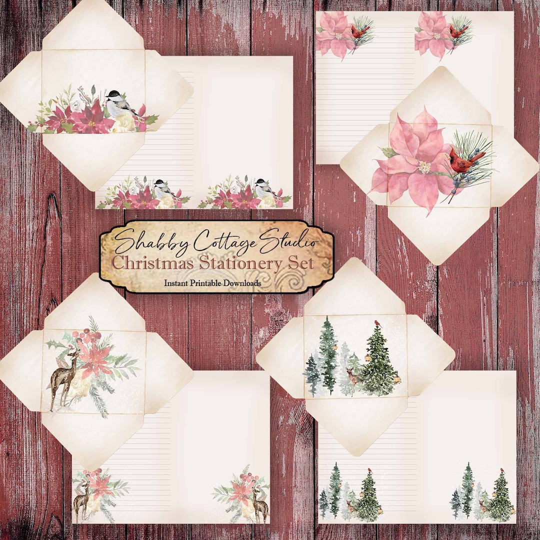 Christmas Digital Papers - Printable Christmas Stationery Set ...