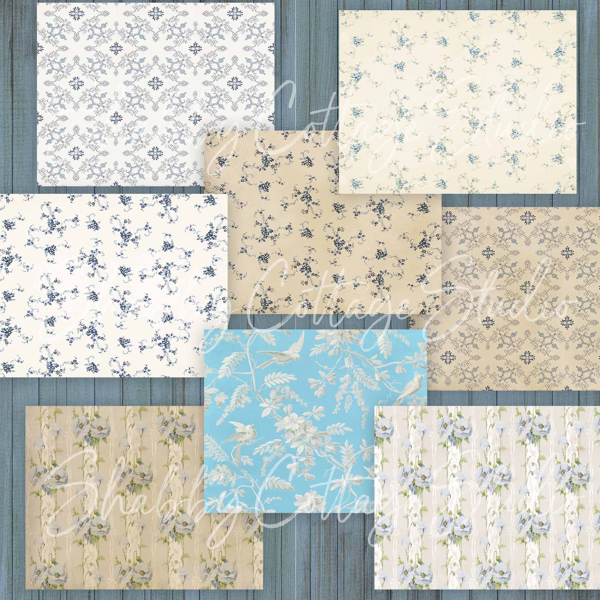 Printable Vintage Wallpaper Variations - Digital Papers for Junk ...