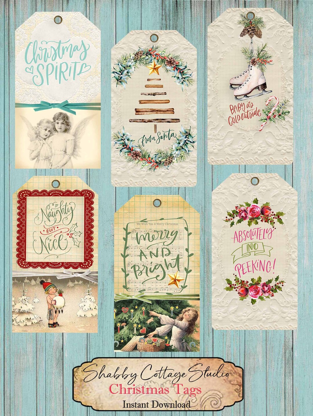 Printable Christmas Tags - Instant Download - Gift Tags Paper Craft ...