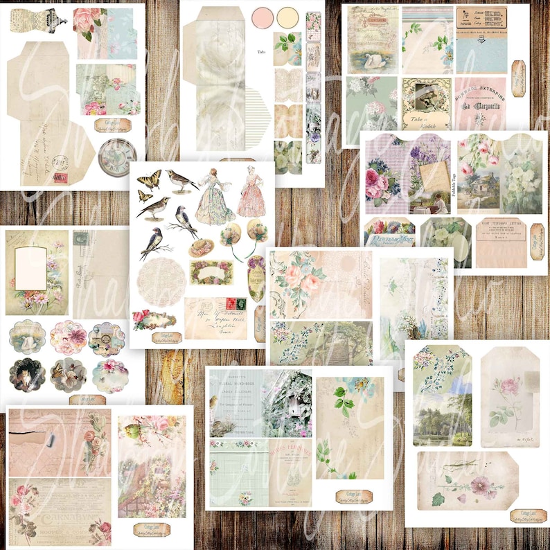 Cottage Lane Junk Journal Kit Printable Cottagecore Journal - Etsy