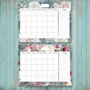 Printable Editable Calendar - Floral Desk Calendar - Instant Digital ...