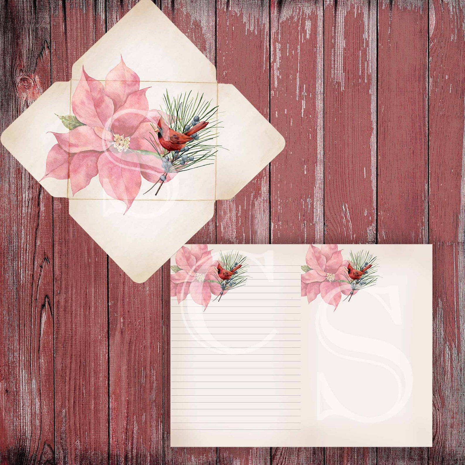 Christmas Digital Papers Printable Christmas Stationery Set | Etsy