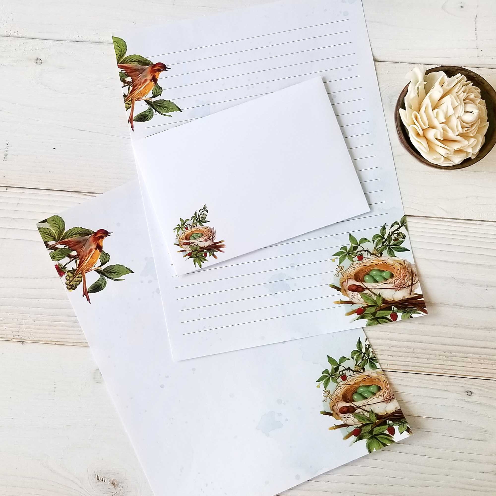 Bird Nest Printable 8.5x11 Stationery Set Writing Paper - Digital Paper ...