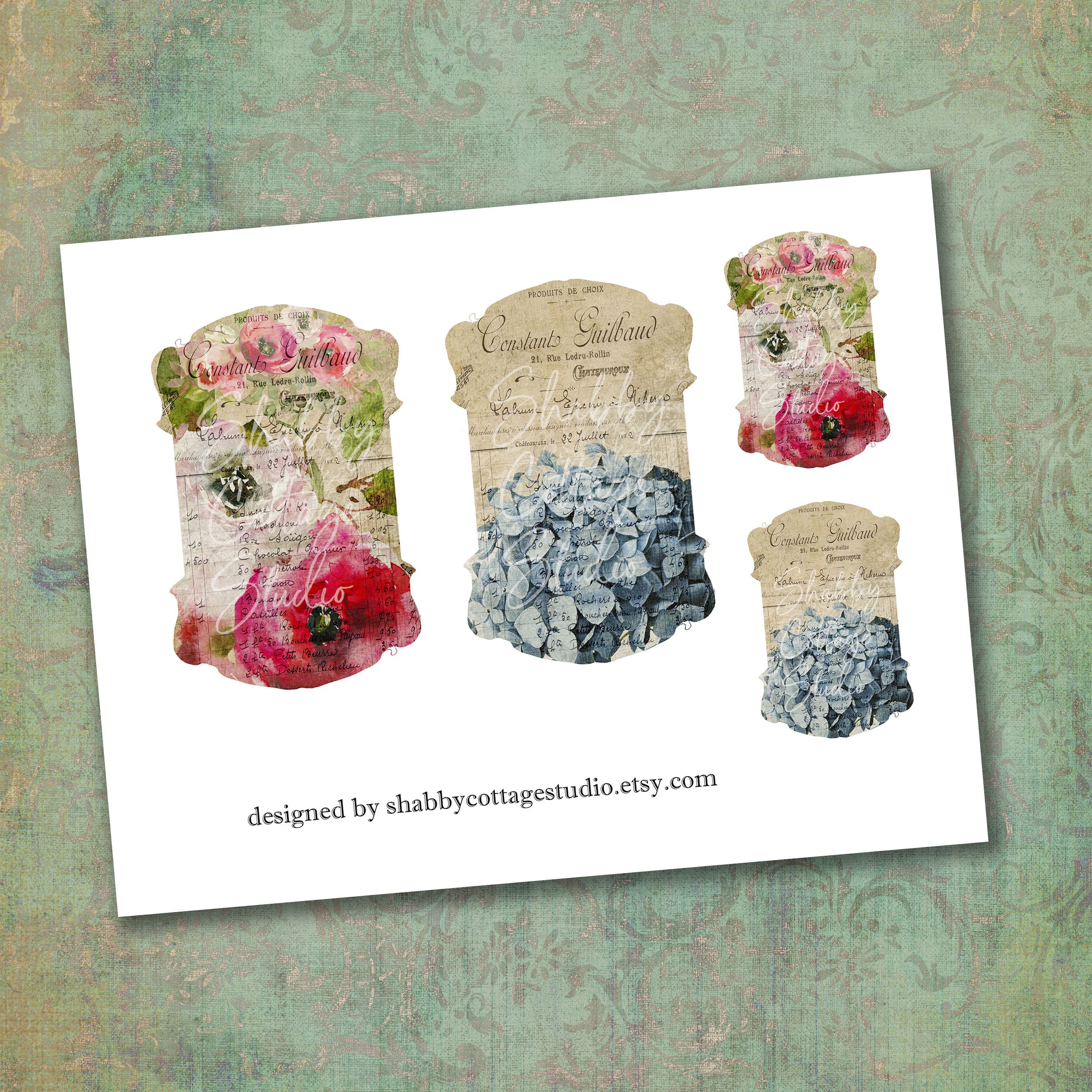 Printable Download Gift Tags Ribbon or Lace Spool Card | Etsy