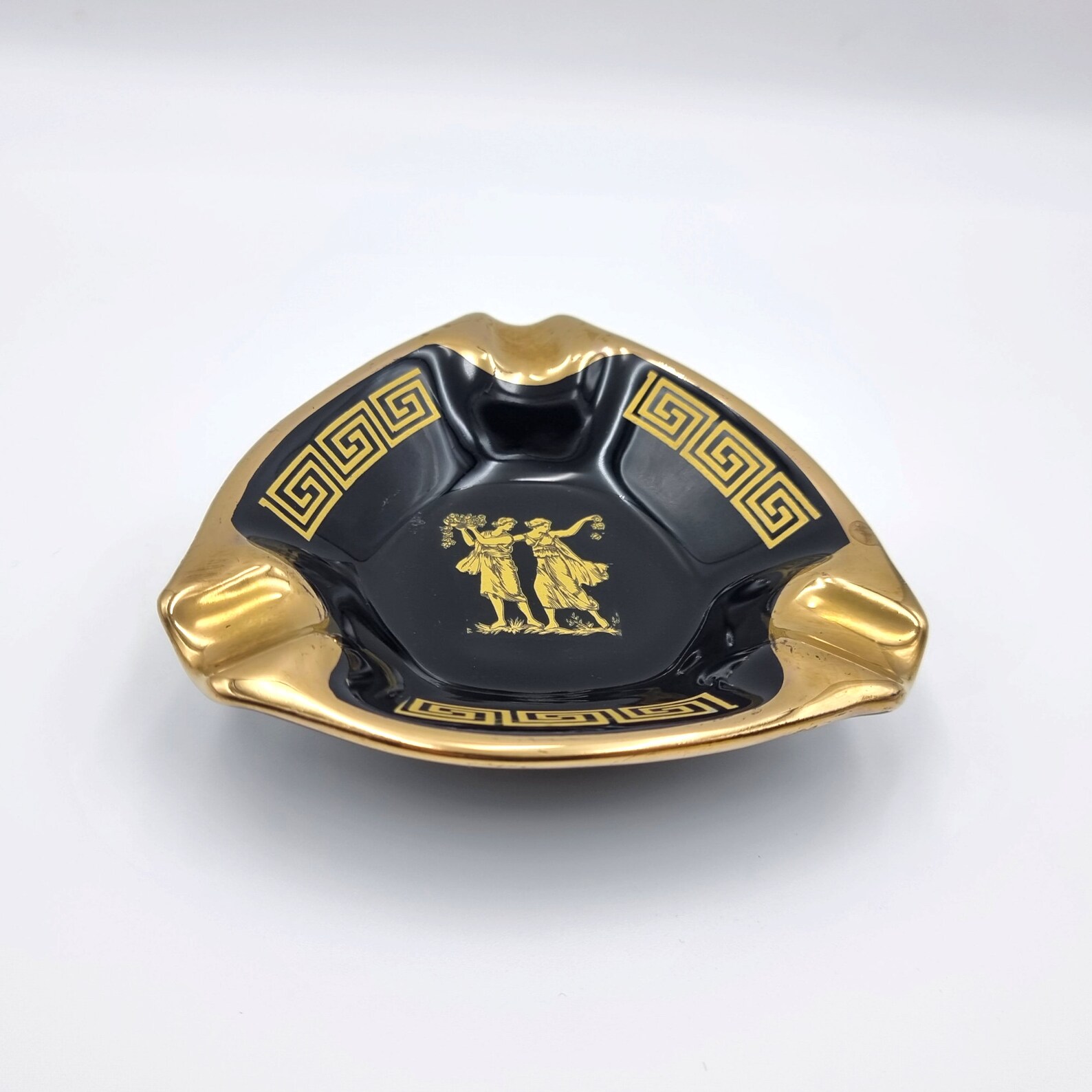 Vintage Ashtray in Black and 24K Gold Made in Greece, Home Decor Gifts ...