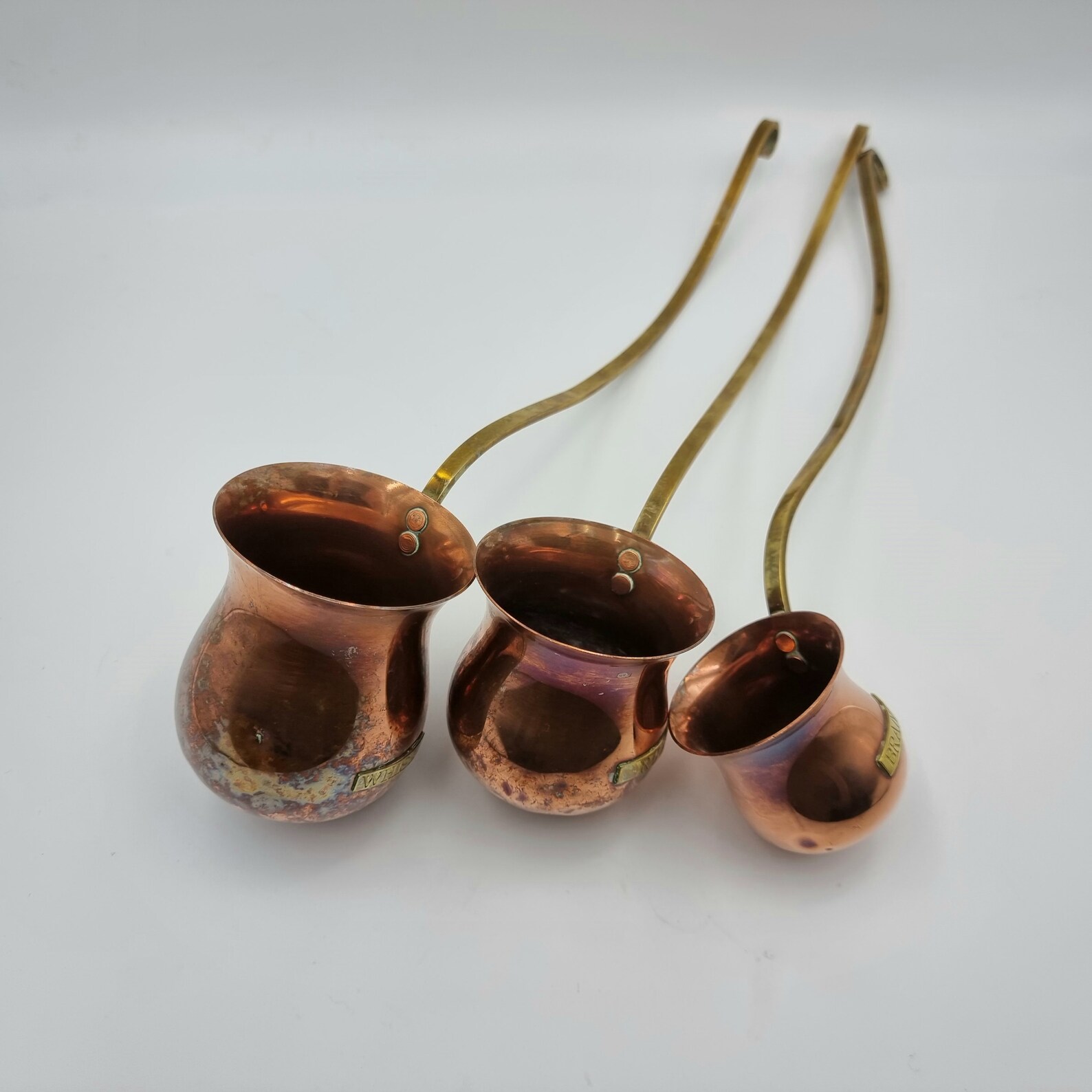 Vintage Copper Liquor Ladle With Brass Handles and Brass Plates With ...