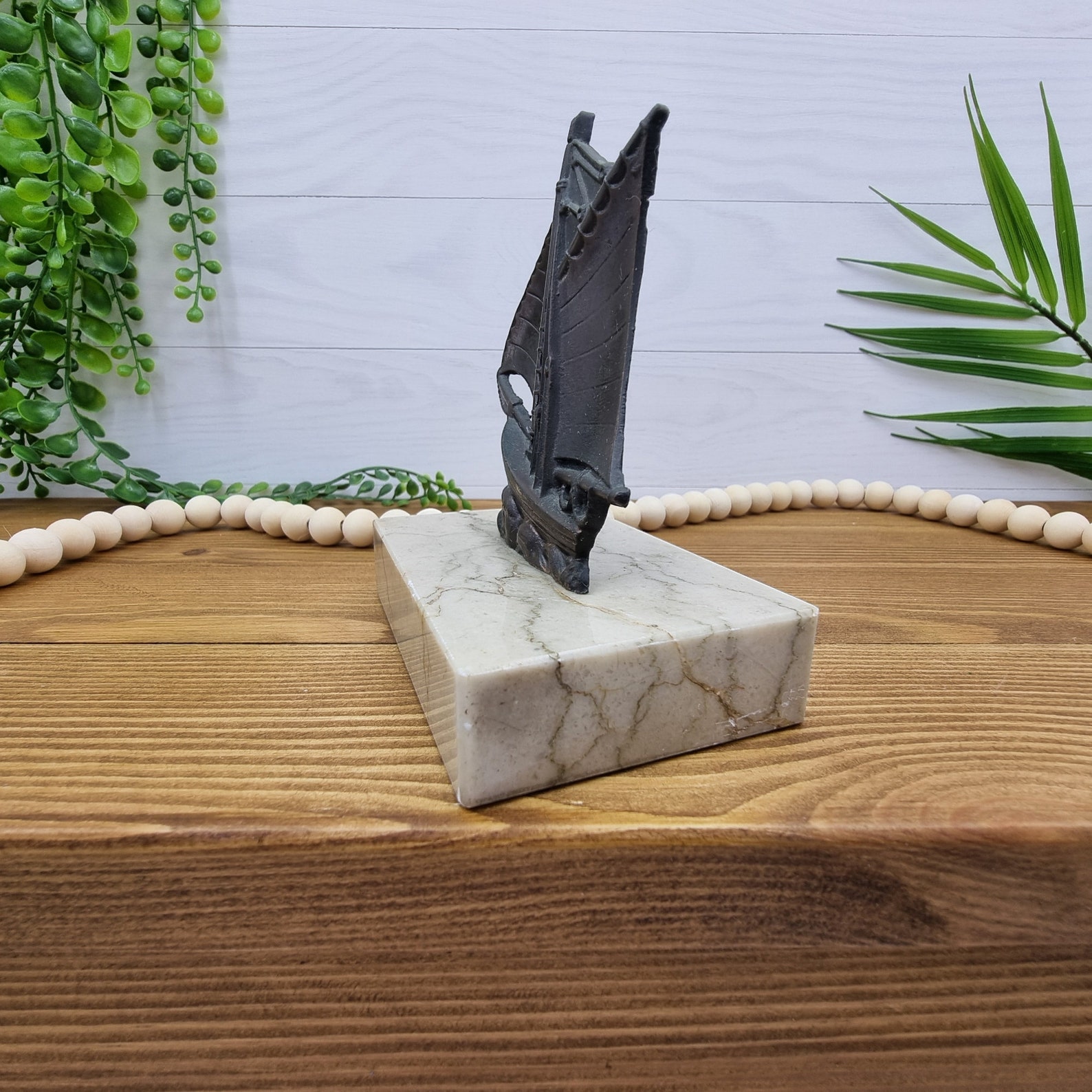 French Vintage Sailing Ship Spelter on Marble Plinth, 1940s Gem - Etsy