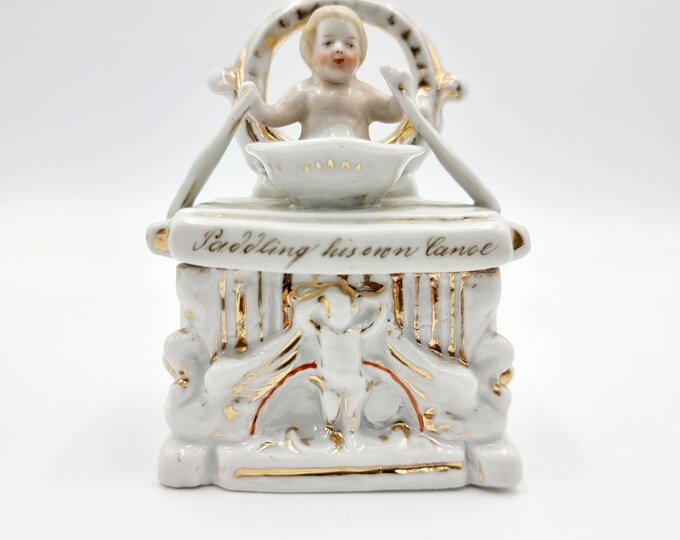 Vintage Conta and Boehme Porcelain Trinket Box Girl Feeding Cat ...