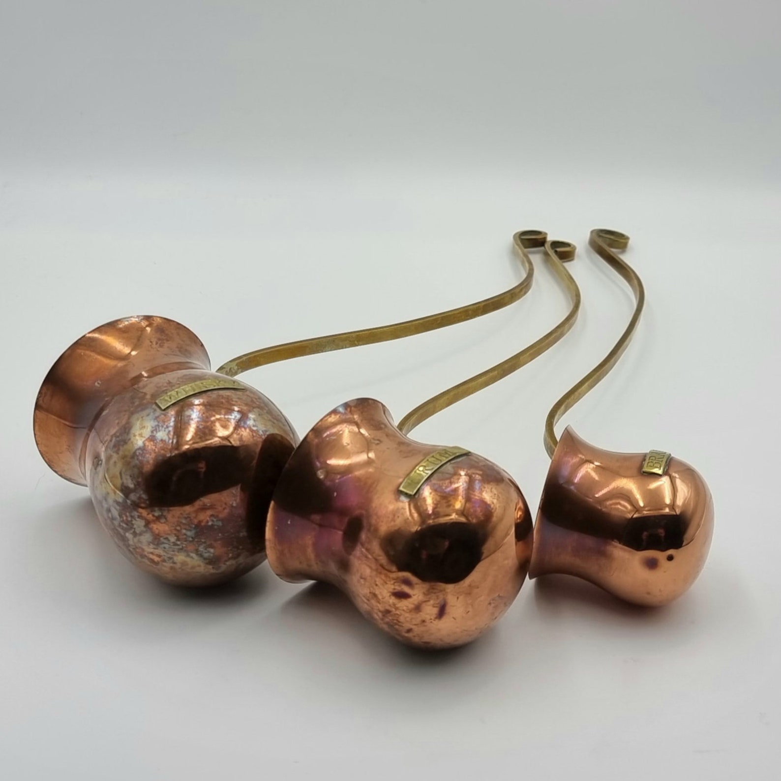 Vintage Copper Liquor Ladle With Brass Handles and Brass Plates With ...