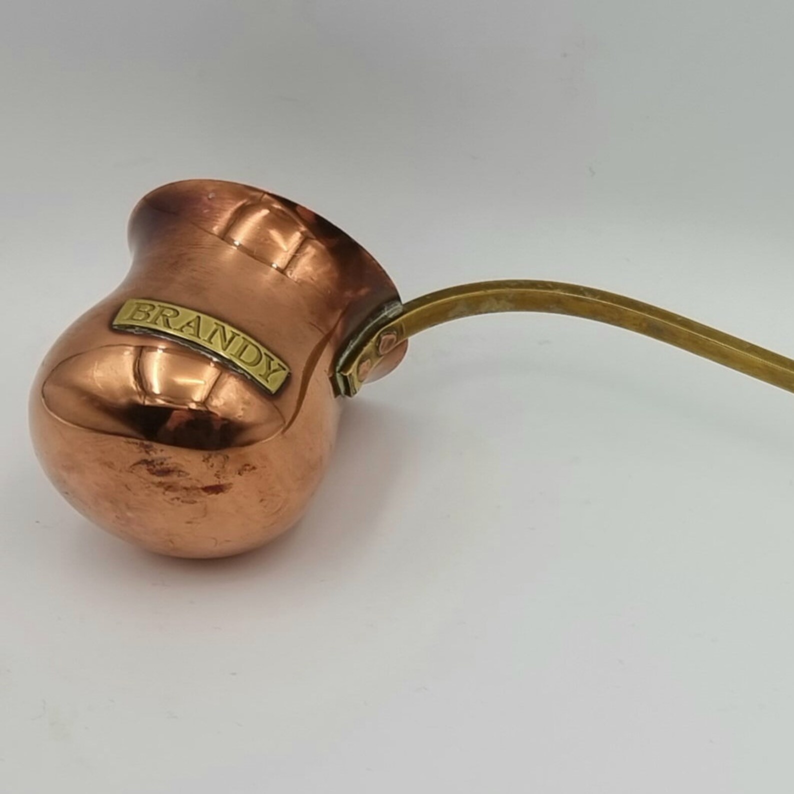 Vintage Copper Liquor Ladle With Brass Handles and Brass Plates With ...