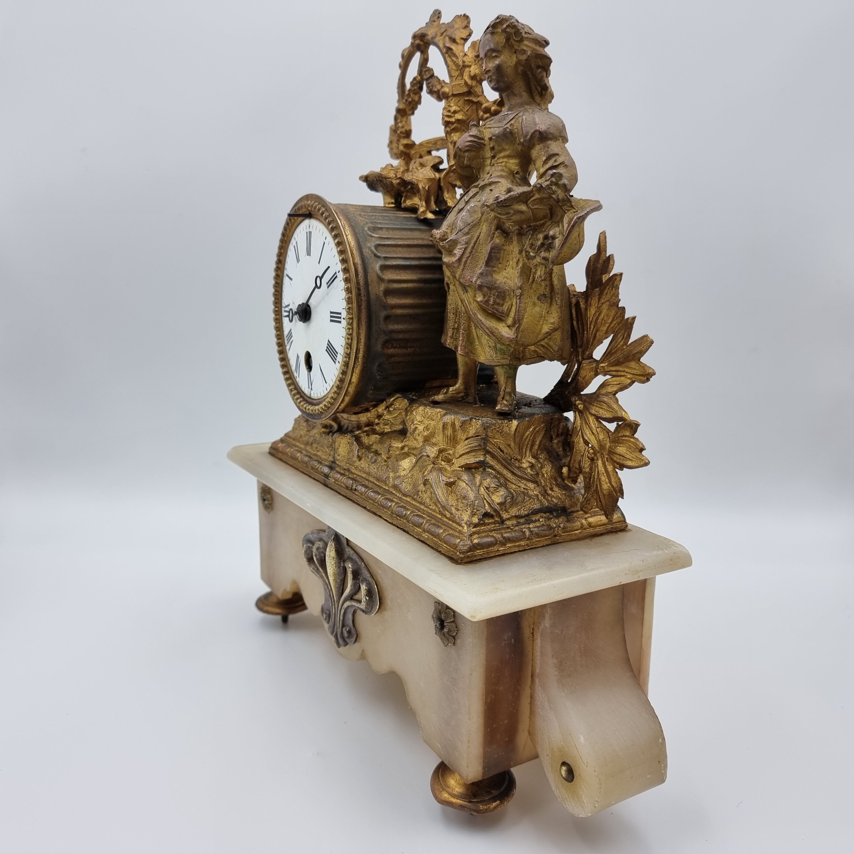 French Mantle Clock 19th Century Spelter and Gold Gilded, Antique Gift ...