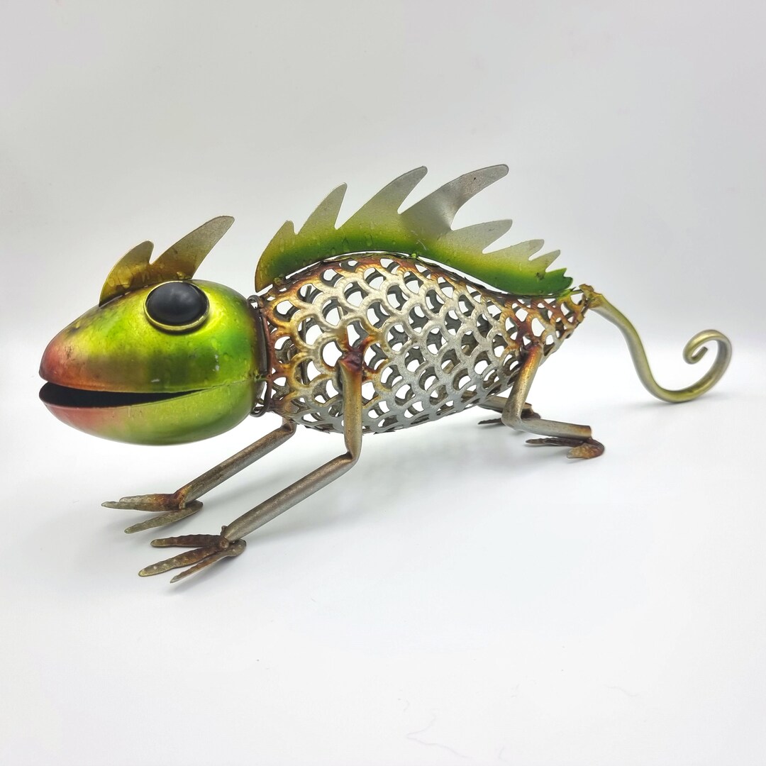 Vintage Chameleon Metal Figurine, Animal Art, Metal Sculpture - Etsy