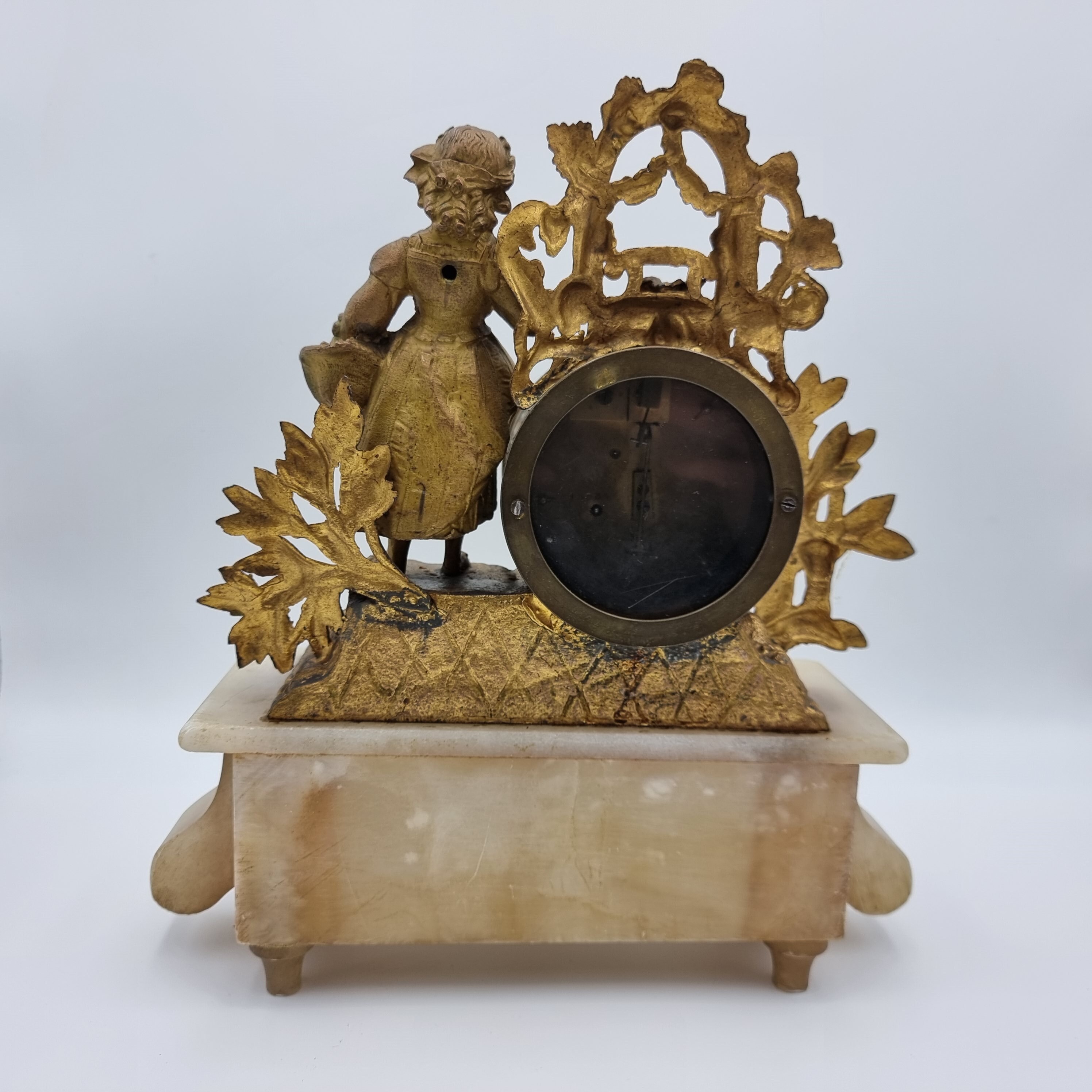French Mantle Clock 19th Century Spelter and Gold Gilded, Antique Gift ...