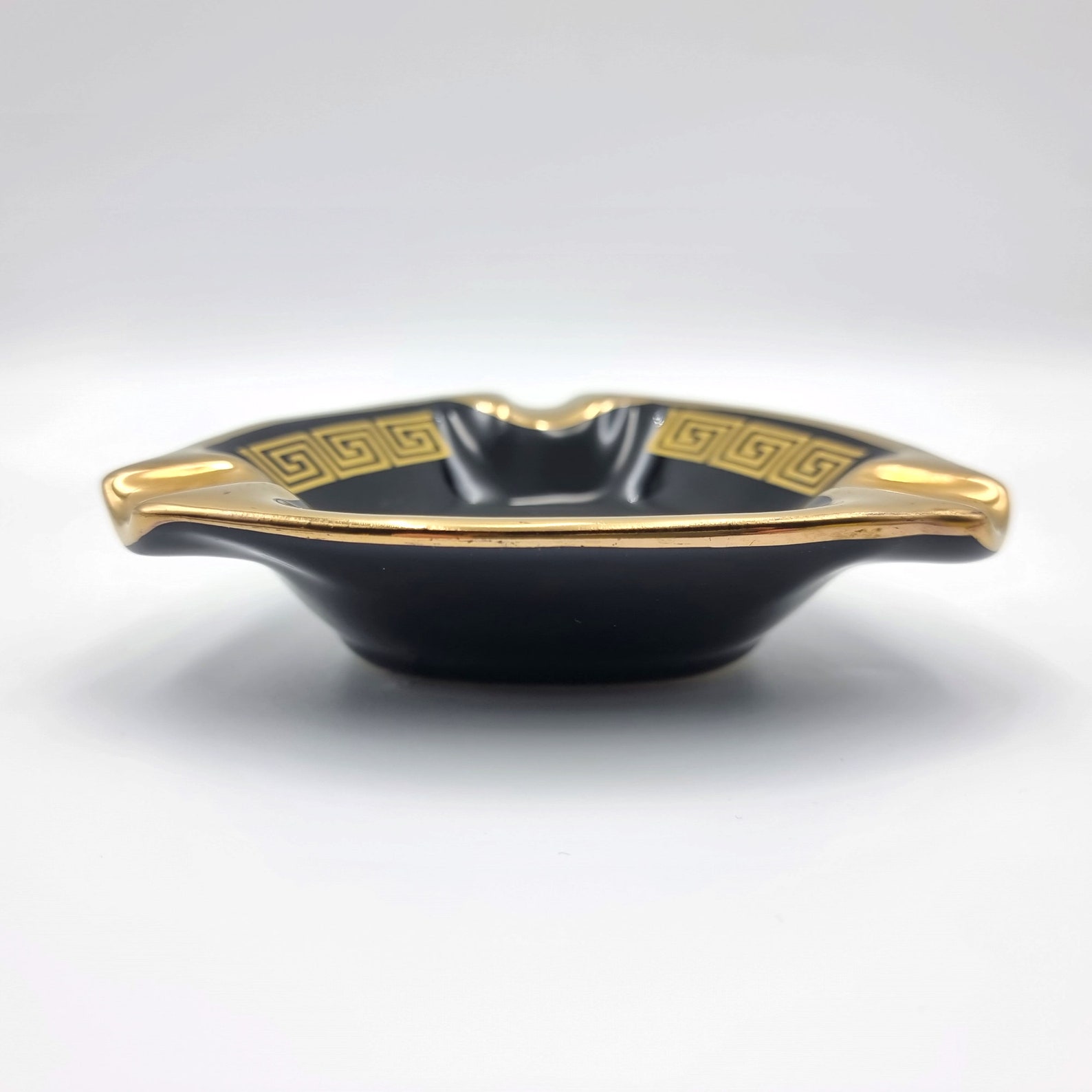 Vintage Ashtray in Black and 24K Gold Made in Greece, Home Decor Gifts ...